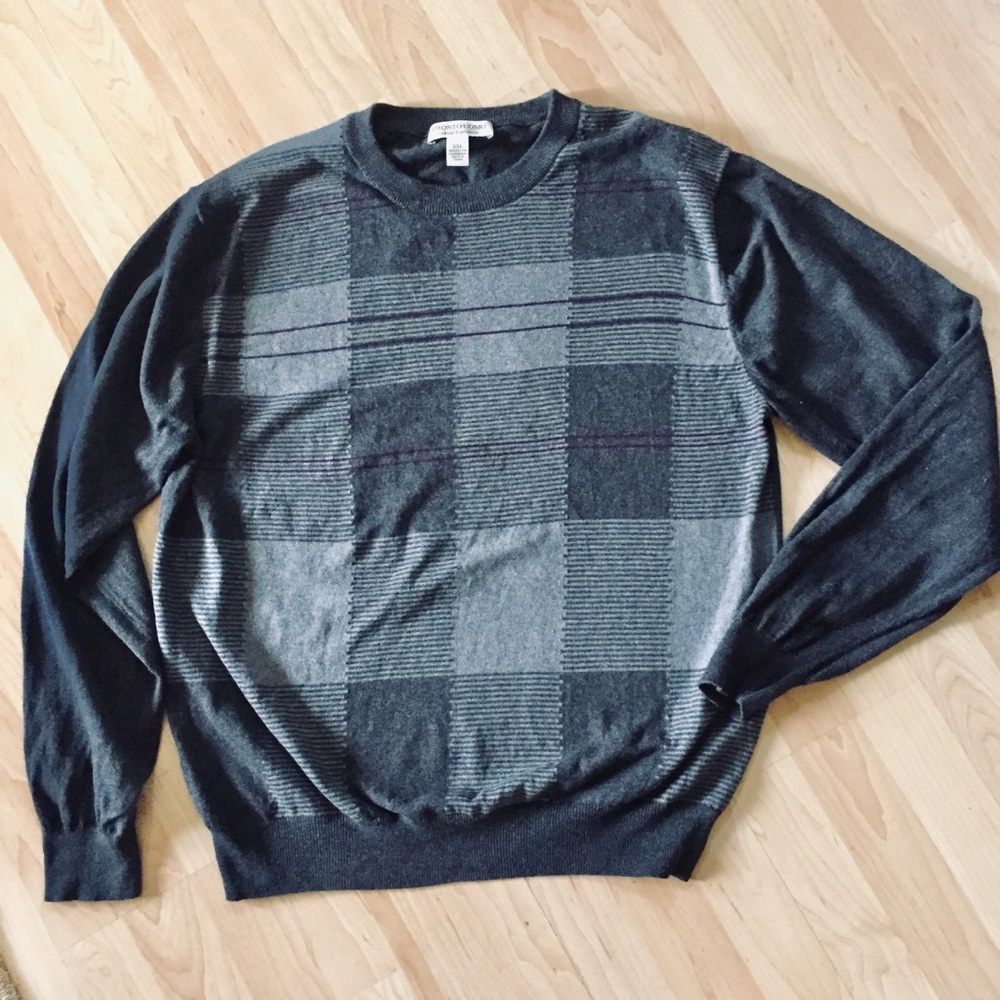 Pronto-Uomo Cotton Cashmere Charcoal Sweater Xxl - Gem